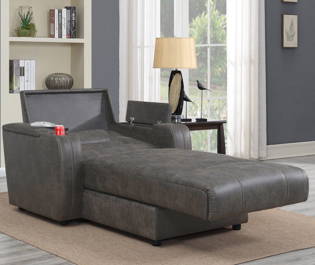 Reclining Power Chaise with Storage Arms, Phone Charger, & Cupholder ...