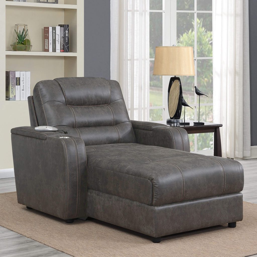 Reclining Power Chaise with Storage Arms, Phone Charger, & Cupholder ...