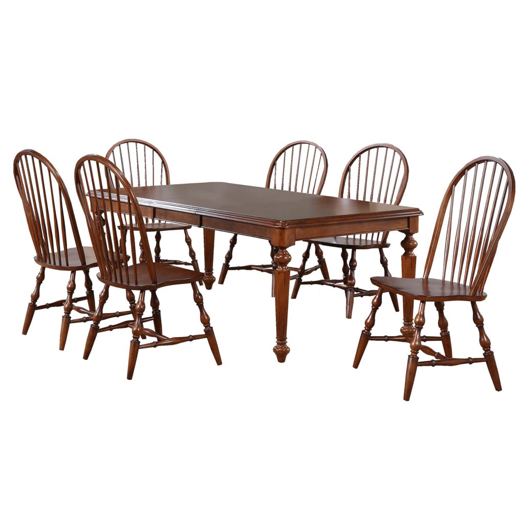 Extendable Dining Table w/Drop Leaf & Keyhole Chairs (5 Piece) - Sunset ...