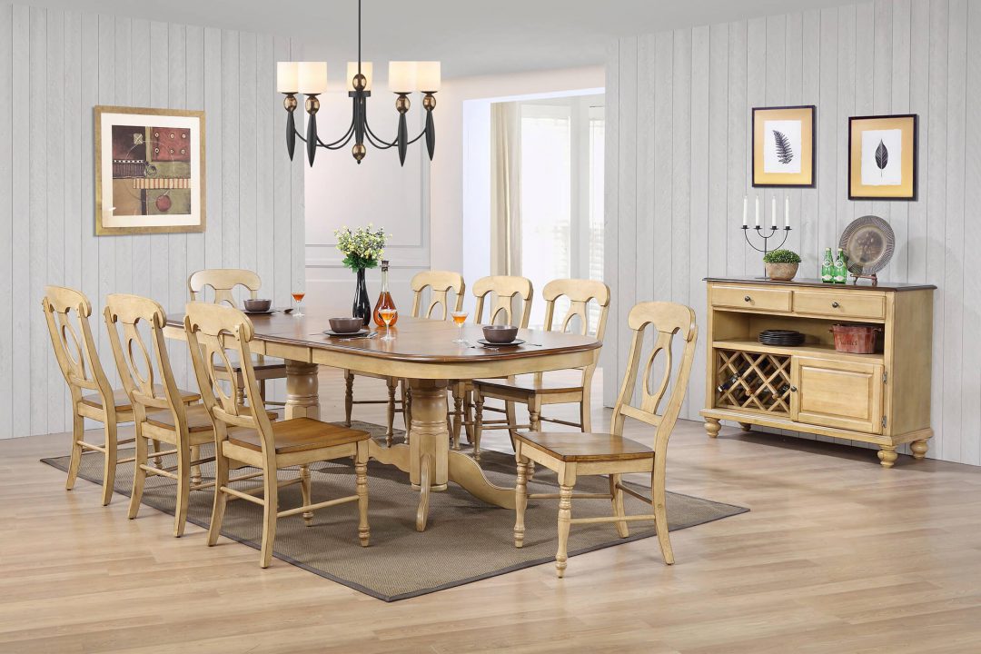 Double Pedestal Extendable Dining Set w/Server (10 piece) - Sunset Trading