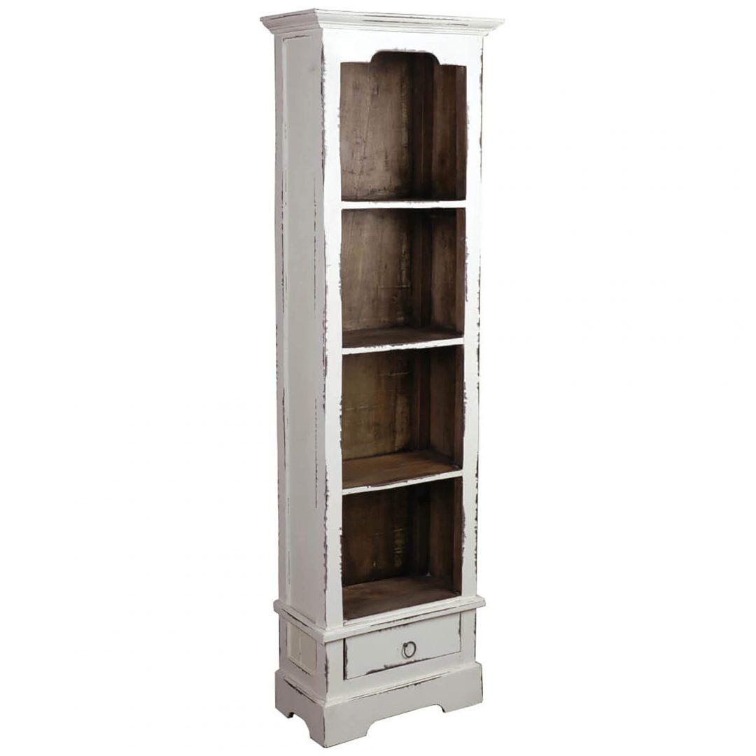 Cottage 1 Drawer Bookcase- Distressed White & Raftwood - Sunset Trading