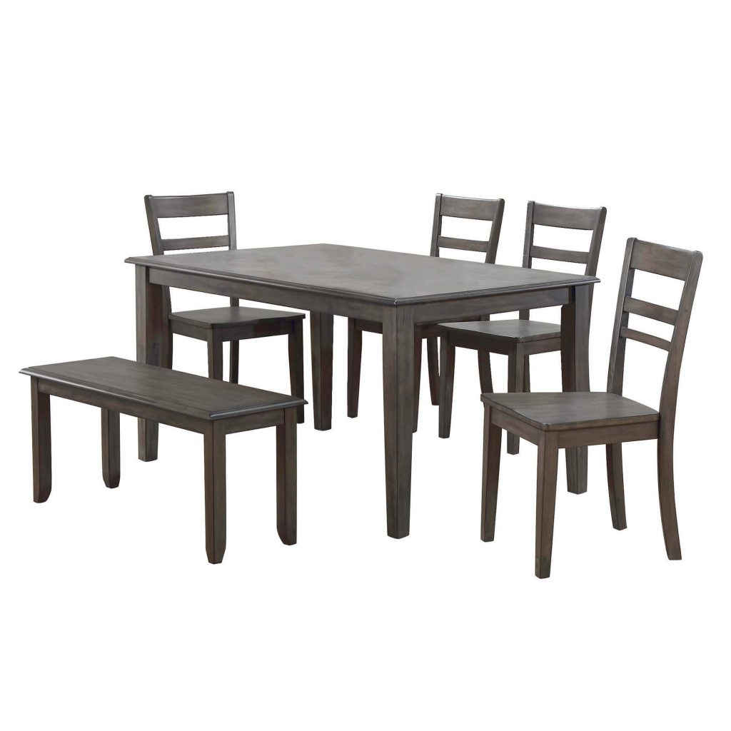 Shades of Gray Dining Set w/ Bench – Antique Gray (6 Piece) - Sunset ...